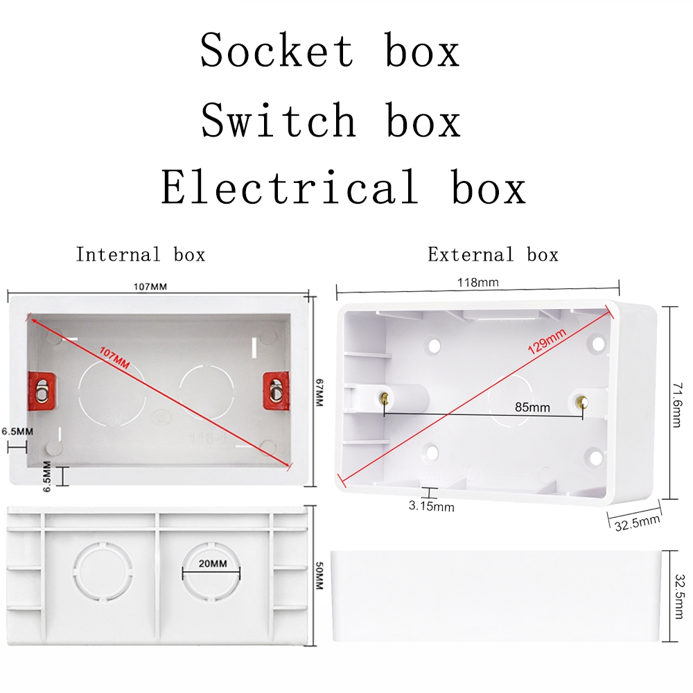 VISWE switch box socket box mounting box electrical box，118*72mm ...