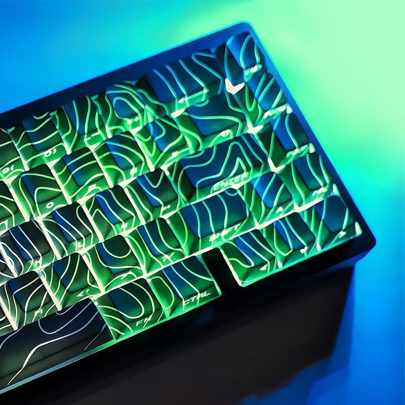 Womier 134 Keys Black Topographic V3 3.0 Dye-Sub Shine Through Key Caps ...