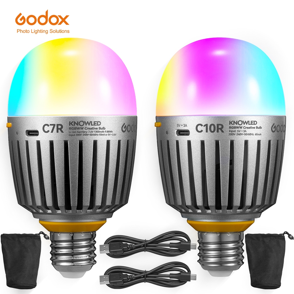 Godox C7R C10R RGB Bulb Bluetooth Adjustable Lighting Bulb Portable ...
