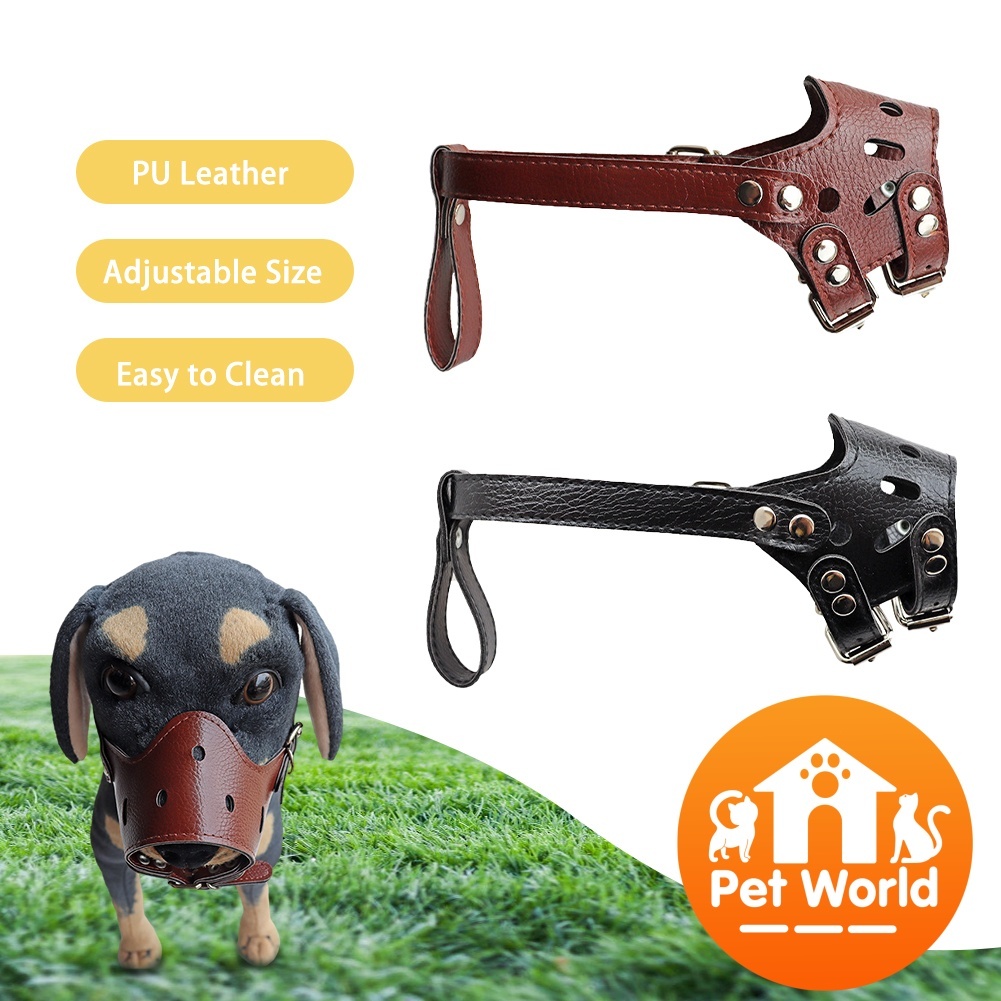Anti Biting Dog Muzzle Soft Leather Muzzle Pet Dog Adjustable Anti ...