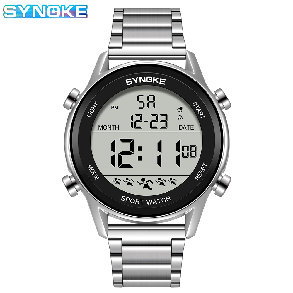 SYNOKE Waterproof Men Watch Sport Stainless Steel Digital Multifunction ...