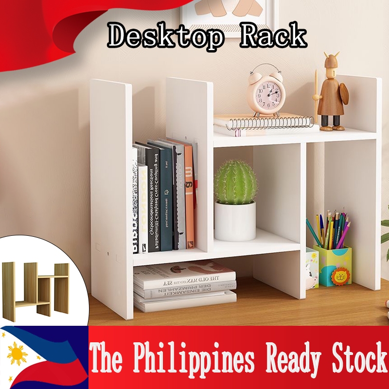 Desktop Bookshelf Wooden Multifunctional Desktop BookShelf Adjustable ...