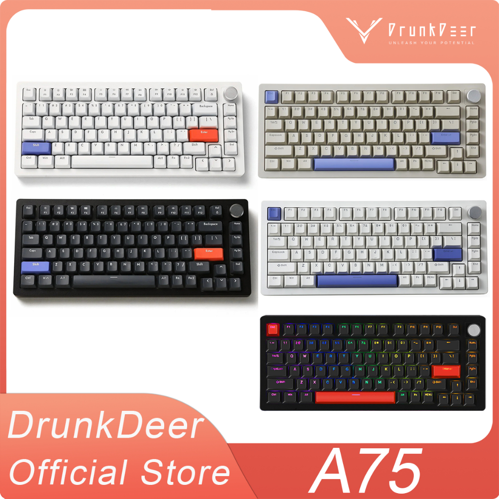 DrunkDeer A75 HE Wired Actuation Distance Adjustable Magnetic Switch RGB Gaming Keyboard 75%TKL ...