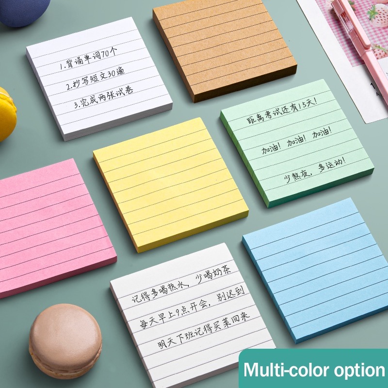 80 Sheets Lined Sticky Note Colored Memo Pad Student Stationery School ...