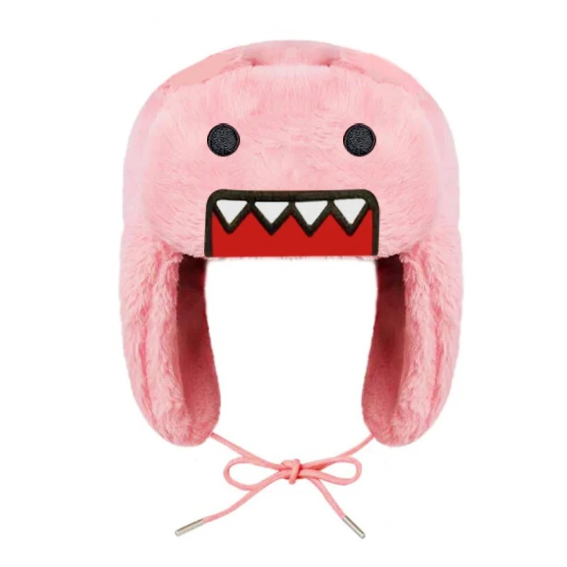 Domo Kun Pink Plush Bomber Hat Ushanka Gorras Kawaii Cute Winter Hat ...