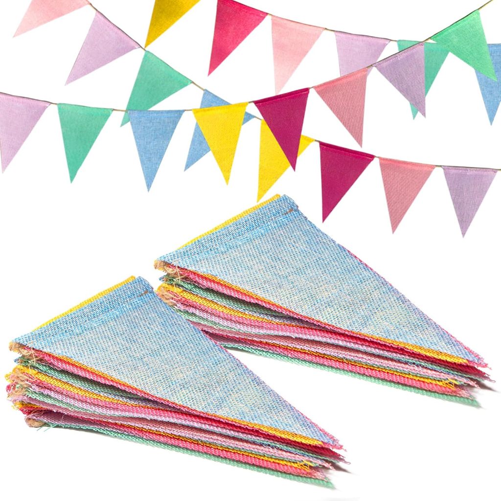 26 Ft Pastel Color Pennant Banner Flags, 24 Multicolor Burlap Pastel ...