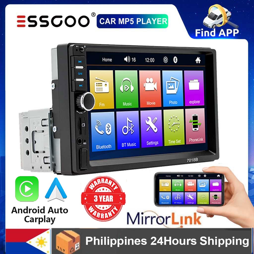 【Manila Shipping】ESSGOO 【7018D】 Car Radio 7" HD Touch Screen 1 Din 2 Din Universal Auto MP5 ...