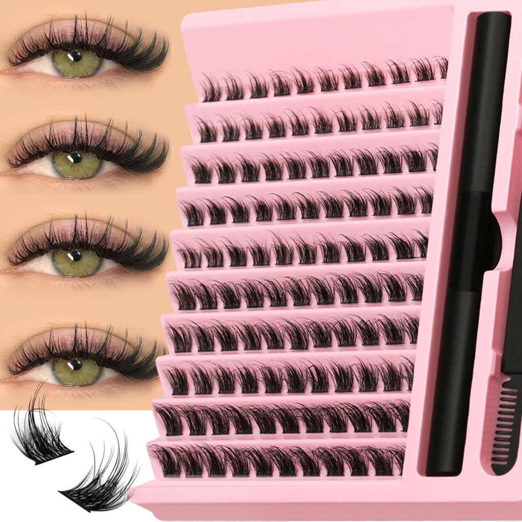 GROINNEYA False Lash Clusters 3D Cat Eye False Eye lashes Cluster ...