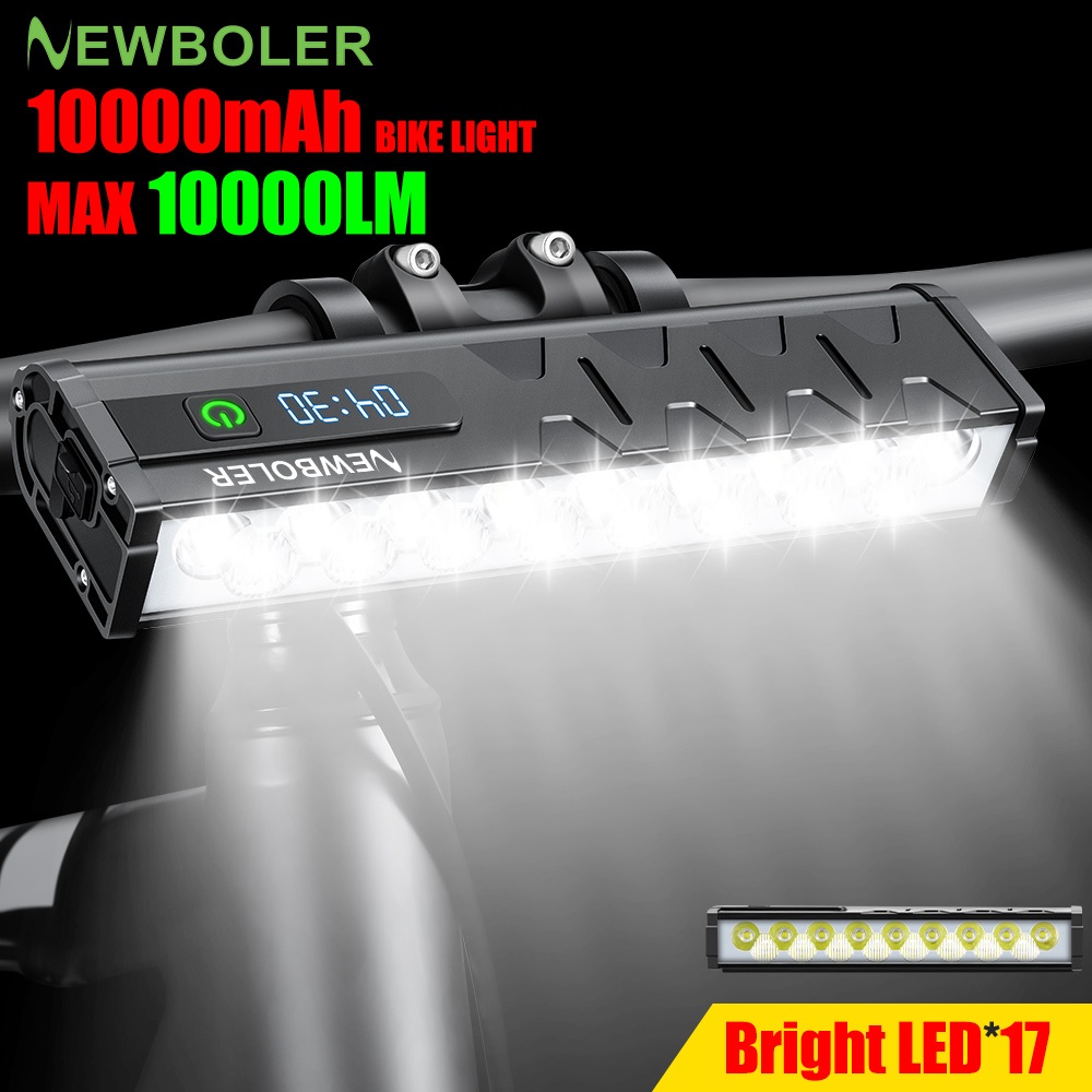 NEWBOLER 10000 Lumens Bicycle Light 10000mAh Bike Headlight 17LED IPX6 Waterproof Cycling ...