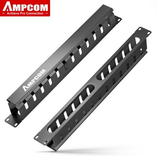 AMPCOM 1U Rack Mount Cable Management 19 inch, 12/24 Slot Metal Finger ...