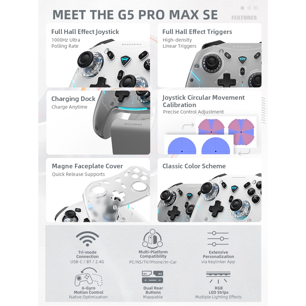 Machenike G5 Pro Series Wireless Gamepad Controller, Hall Linear ...