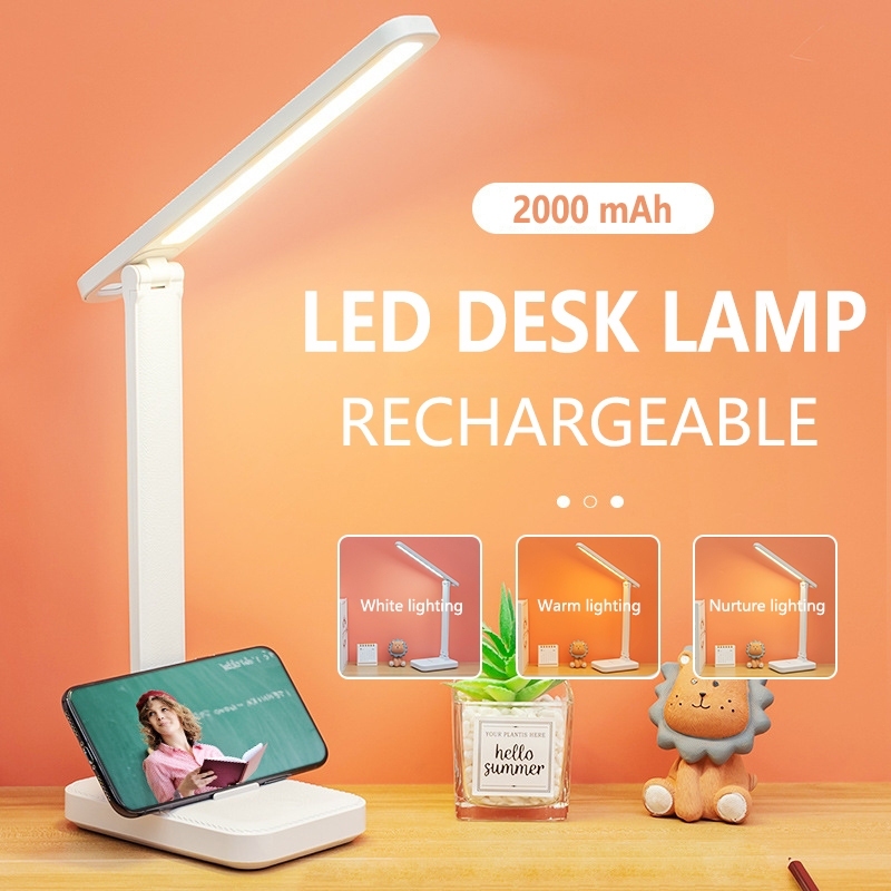 LED Desk Lamp USB Study Lamp Stepless Dimming Table Lamp Rechargeable ...