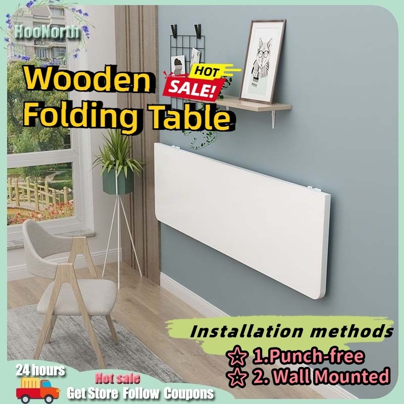 80/100cm Folding Table Wood Kitchen Wall Shelf Invisible Wall Hanging ...