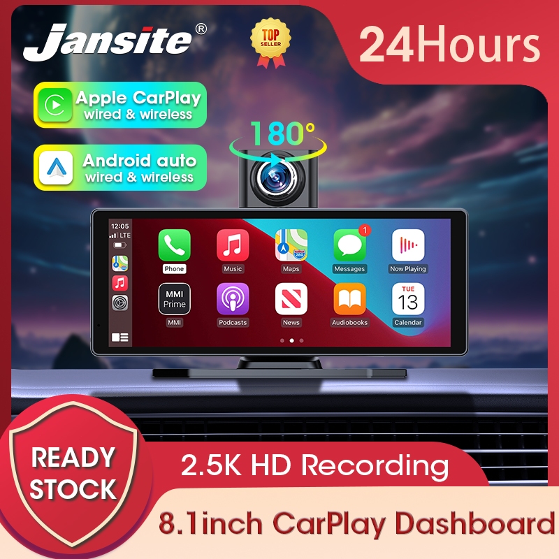 Jansite 8 inch Car DVR Driving Recorder Android Auto Front 2.5K Rear ...