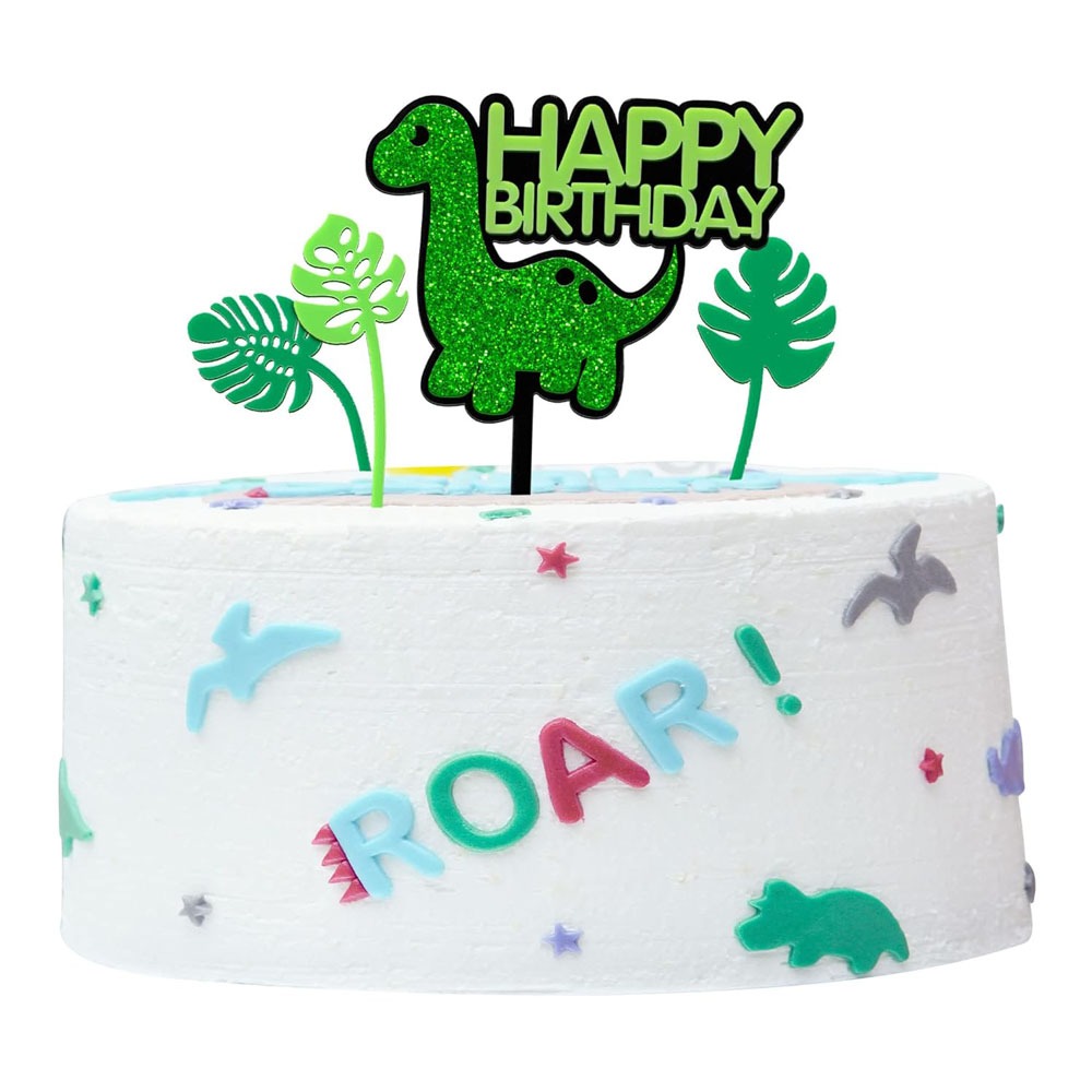 Cartoon Dinosaur Cake Topper Happy Birthday Cake Decoration for ...