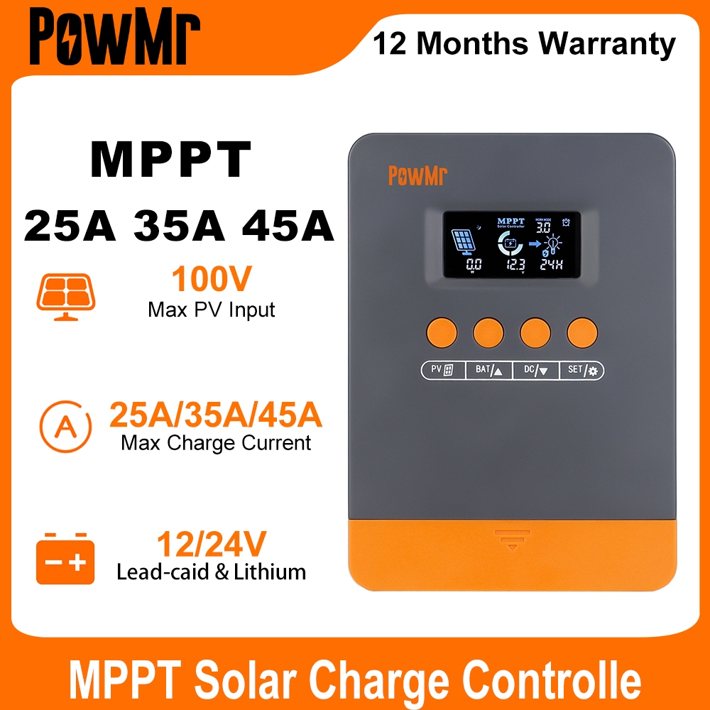 【NEW】PowMr 25A 35A 45A MPPT Solar Charger Controller 12V 24V Solar ...