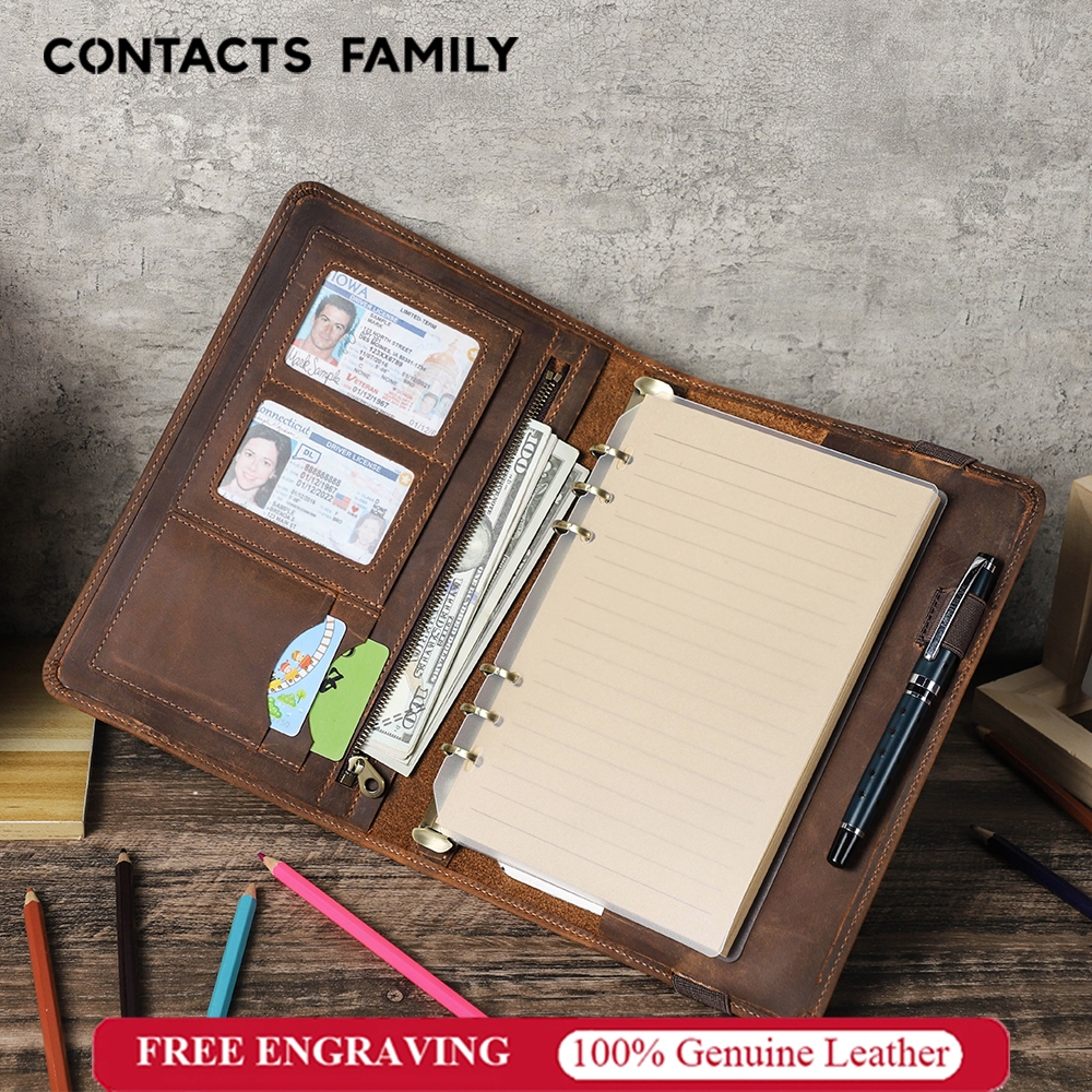 CONTACTS FAMILY Vintage A5 Leather Notebook Rubber Band Fastening A5 ...