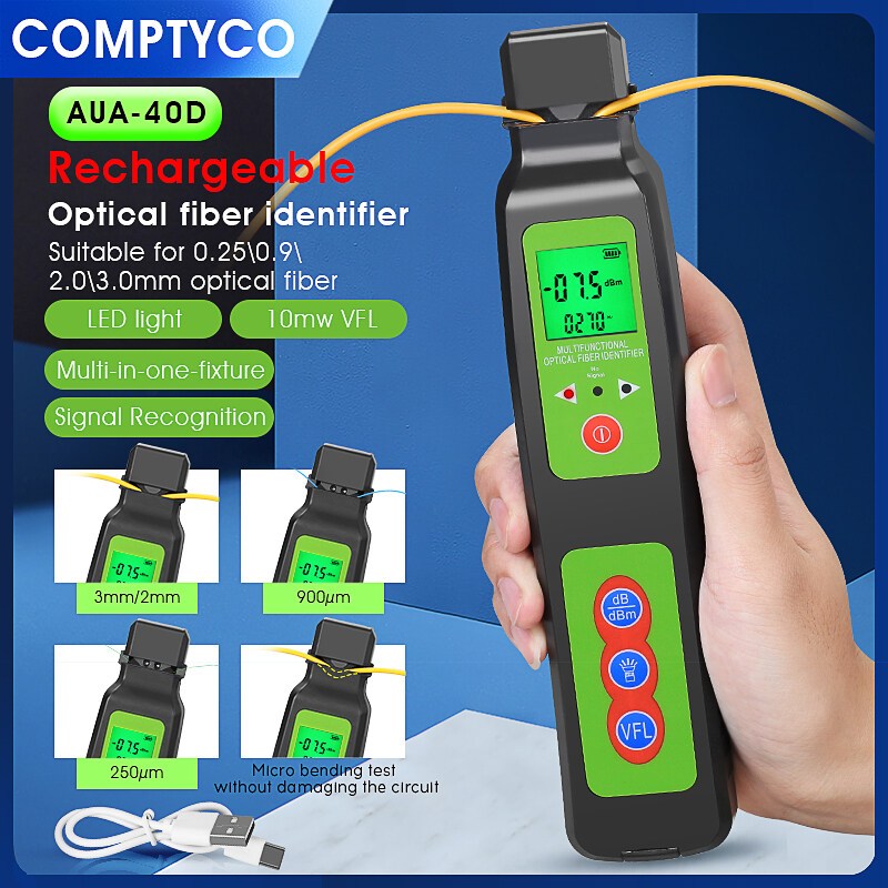 COMPTYCO AUA-40D/40A Rechargeable/dry cell Optical Fiber Identifier Built-in LED，10mW Visual ...