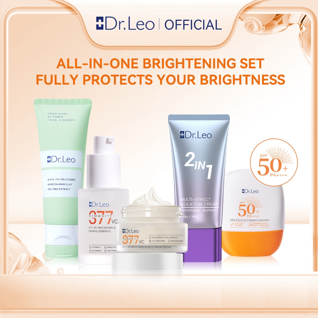 Dr.Leo Multi-effect Whitening Set 5pcs Set With 377 Whitening Face cream+377 Whitening Serum ...