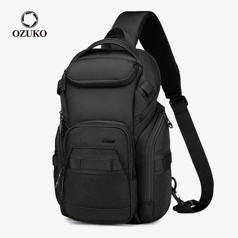 OZUKO Shoulder Bag Men Large Capacity Multi Pockets Water Resistant ...