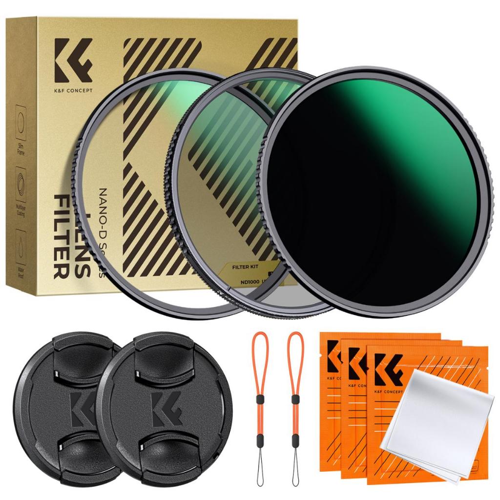 K&F CONCEPT 49-82mm Filter Kit MCUV+CPL+Neutral Denstiy ND1000+ 2* Filter Cap +3* Microfiber ...