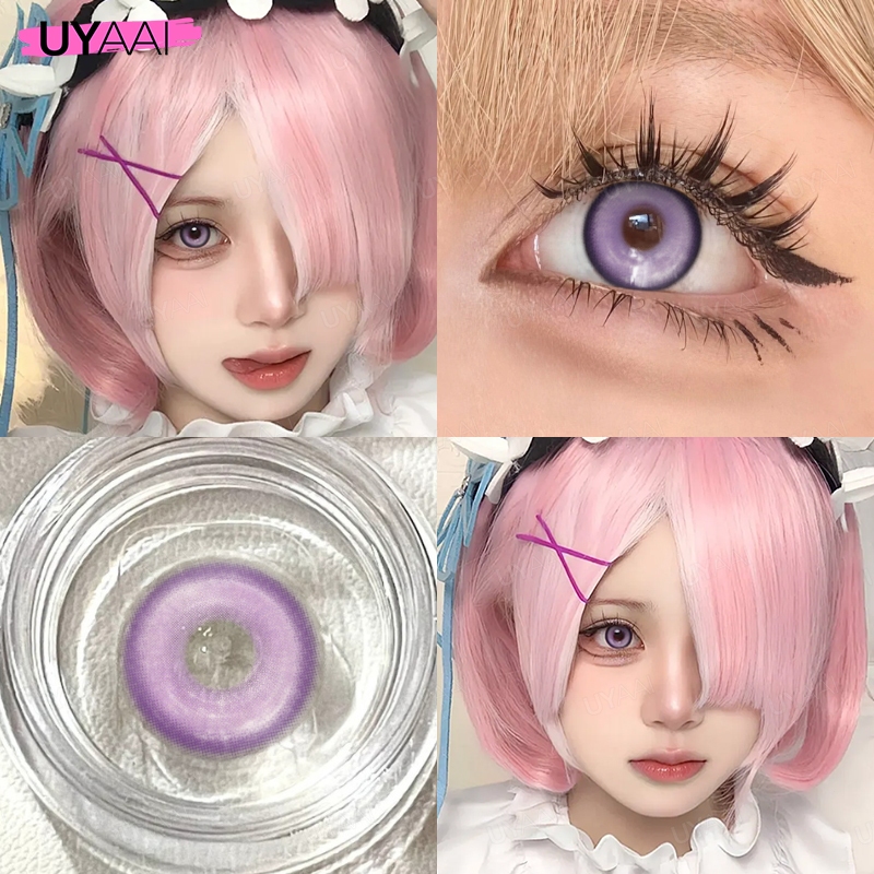 UYAAI 1Pair Colored Contact Lenses KOI Series Purple Yearly Cosplay ...