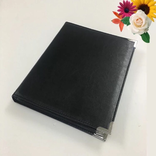 BLACK Leather Cover High-end Menu book Menu stand Menu holder Menu ...