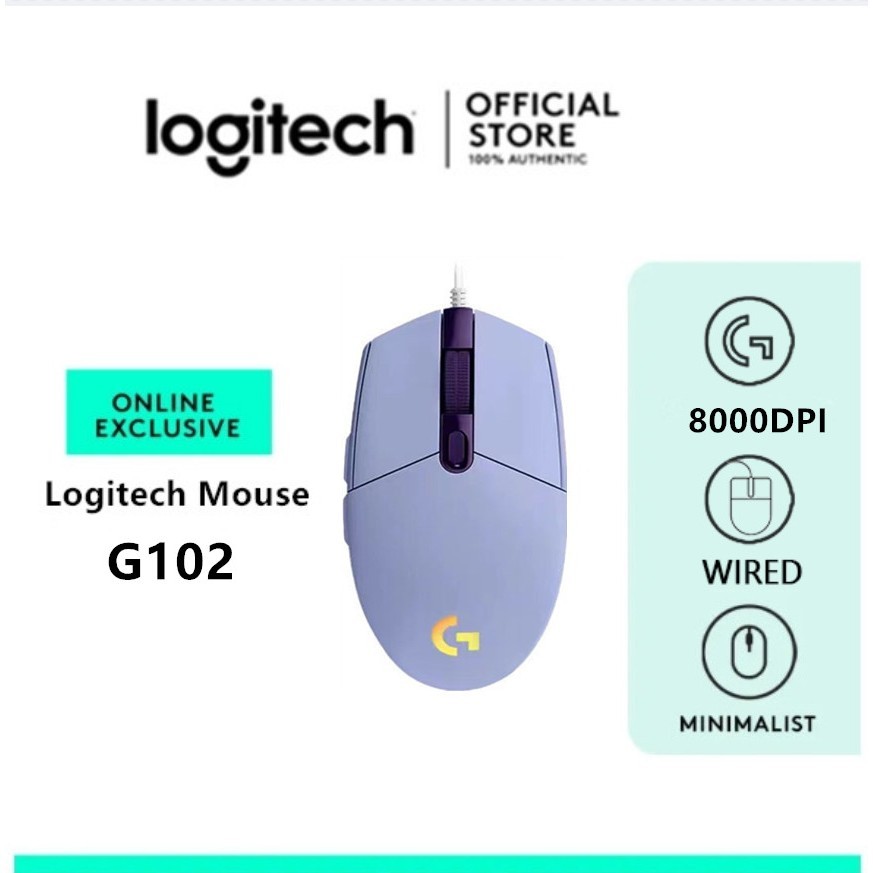Logitech G102 LIGHTSYNC 8,000 DPI Customizable RGB Lighting 6 Programmable Button Wired Gaming ...