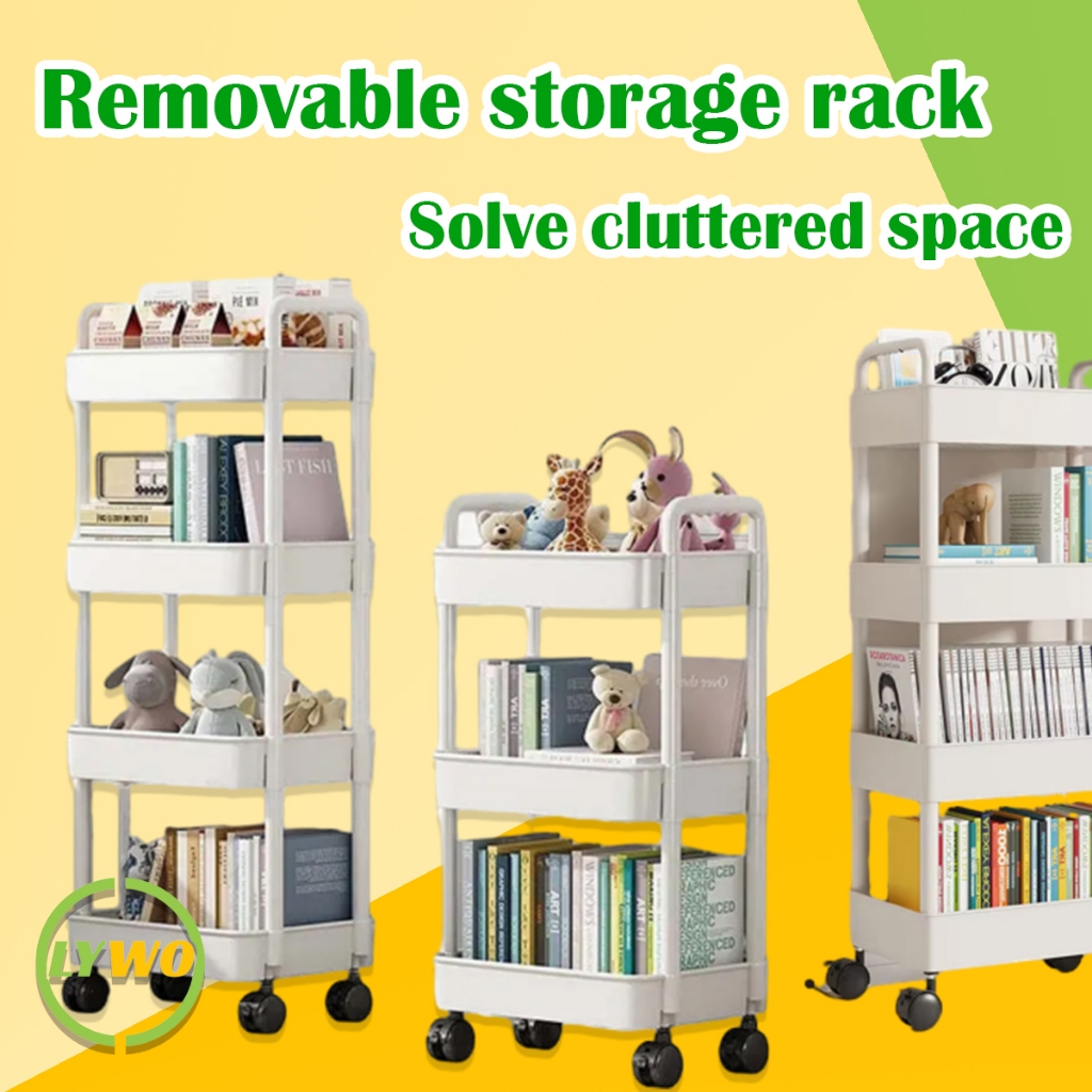 Kitchen Multi story storage Rolling Trolley Cart Storage Shelf Movable ...