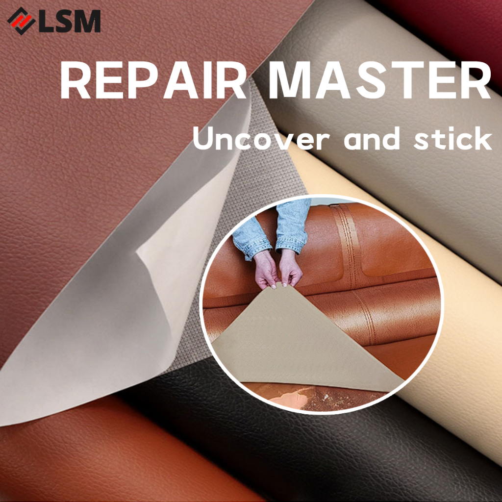 50 x 137cm Leather Repair Patch black Self-Adhesive Sofa Fabric ...