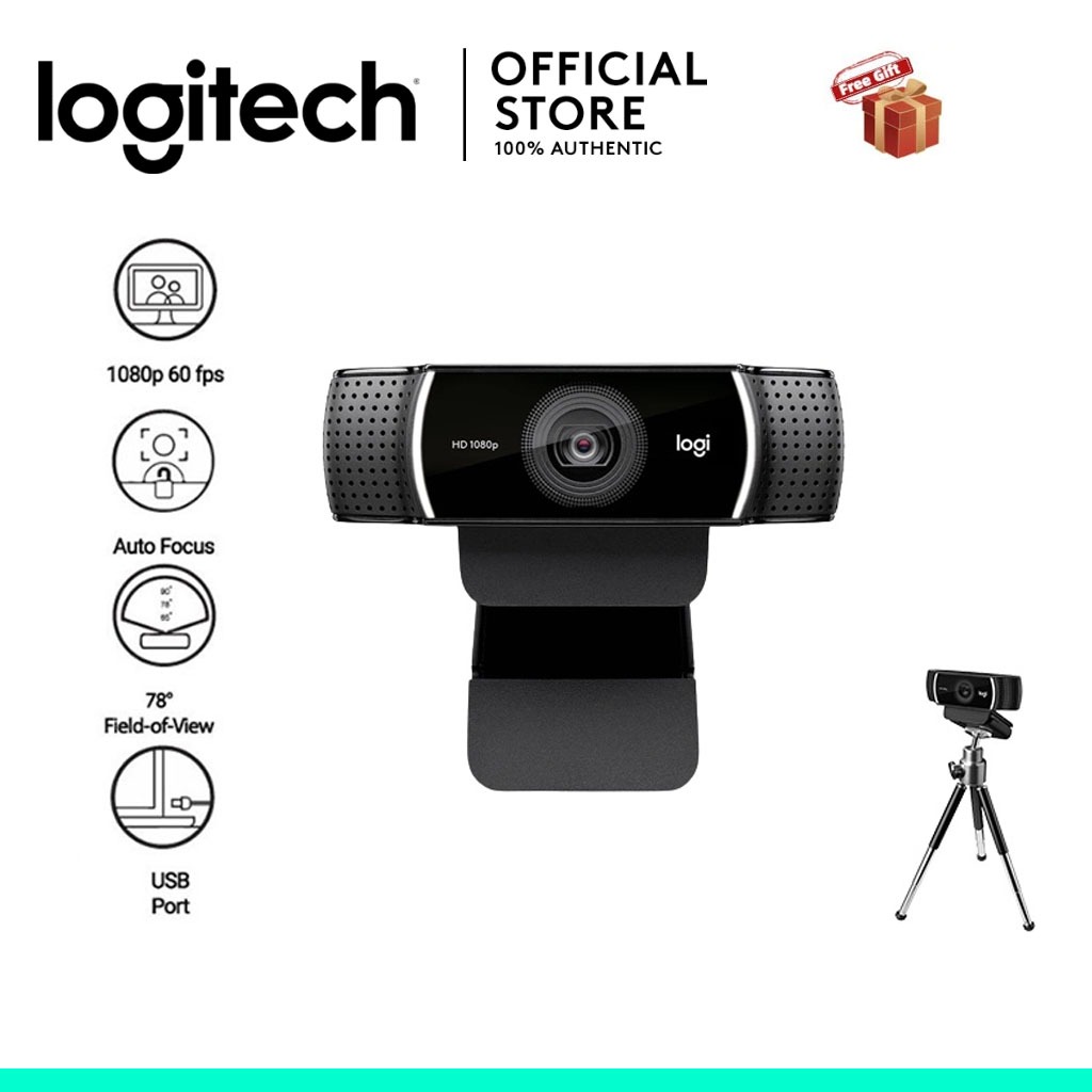 Logitech C922 Pro Stream Webcam 1080p 30fps Camera w/ Built-in Stereo ...