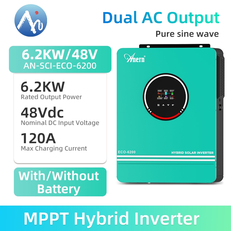 4.2KW 6.2KW MPPT Hybrid Inverter 24V 48V Inverter 230VAC off-grid Inverter 120A Solar Inverter ...