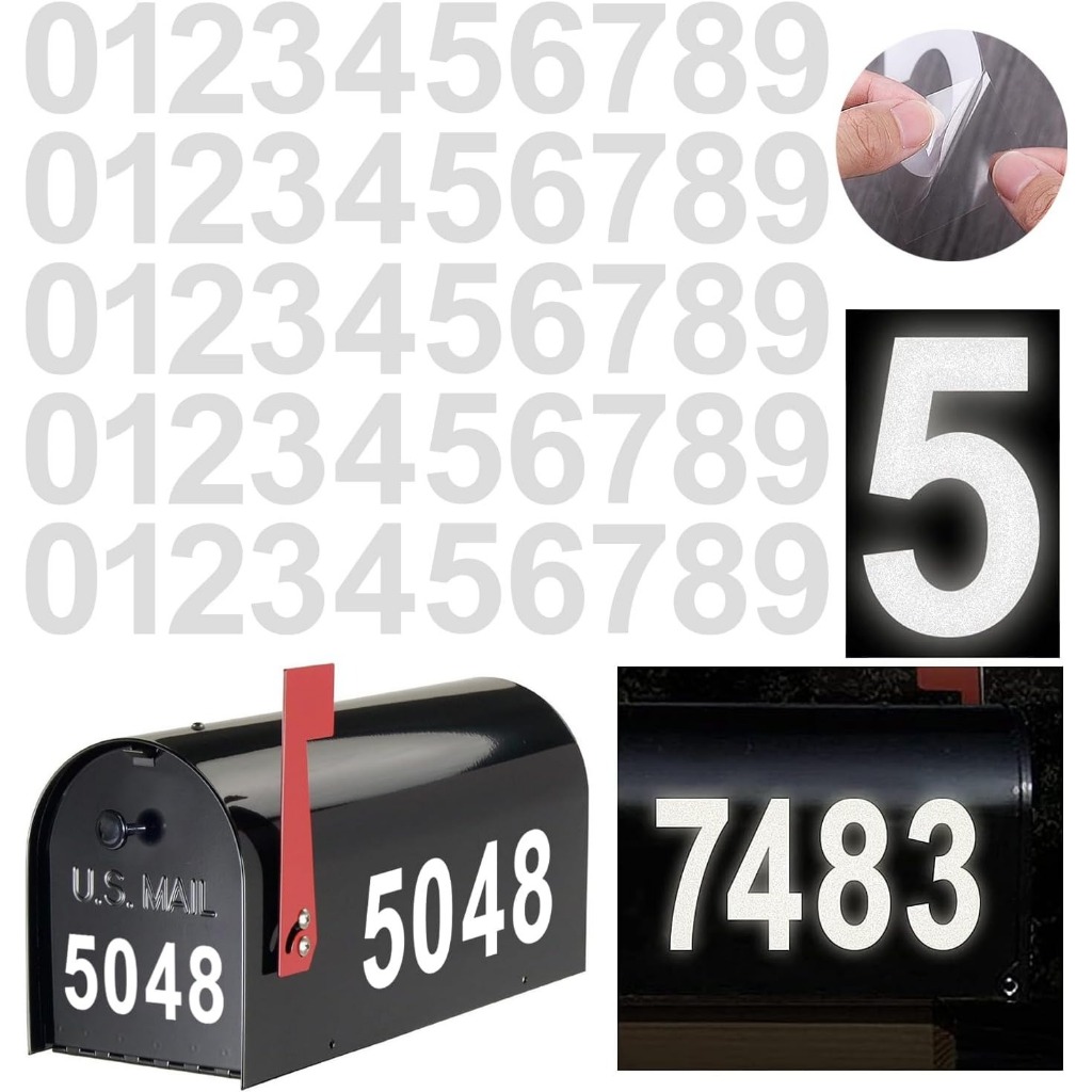 Reflective Mailbox Numbers Sticker Decal Die Cut Classic Style Vinyl ...