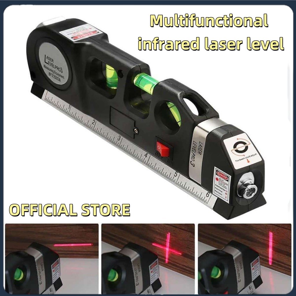 Laser Level Aligner Horizon Vertical Line Measure Tape Ruler Multipurpose Metric Rulers Leveler ...