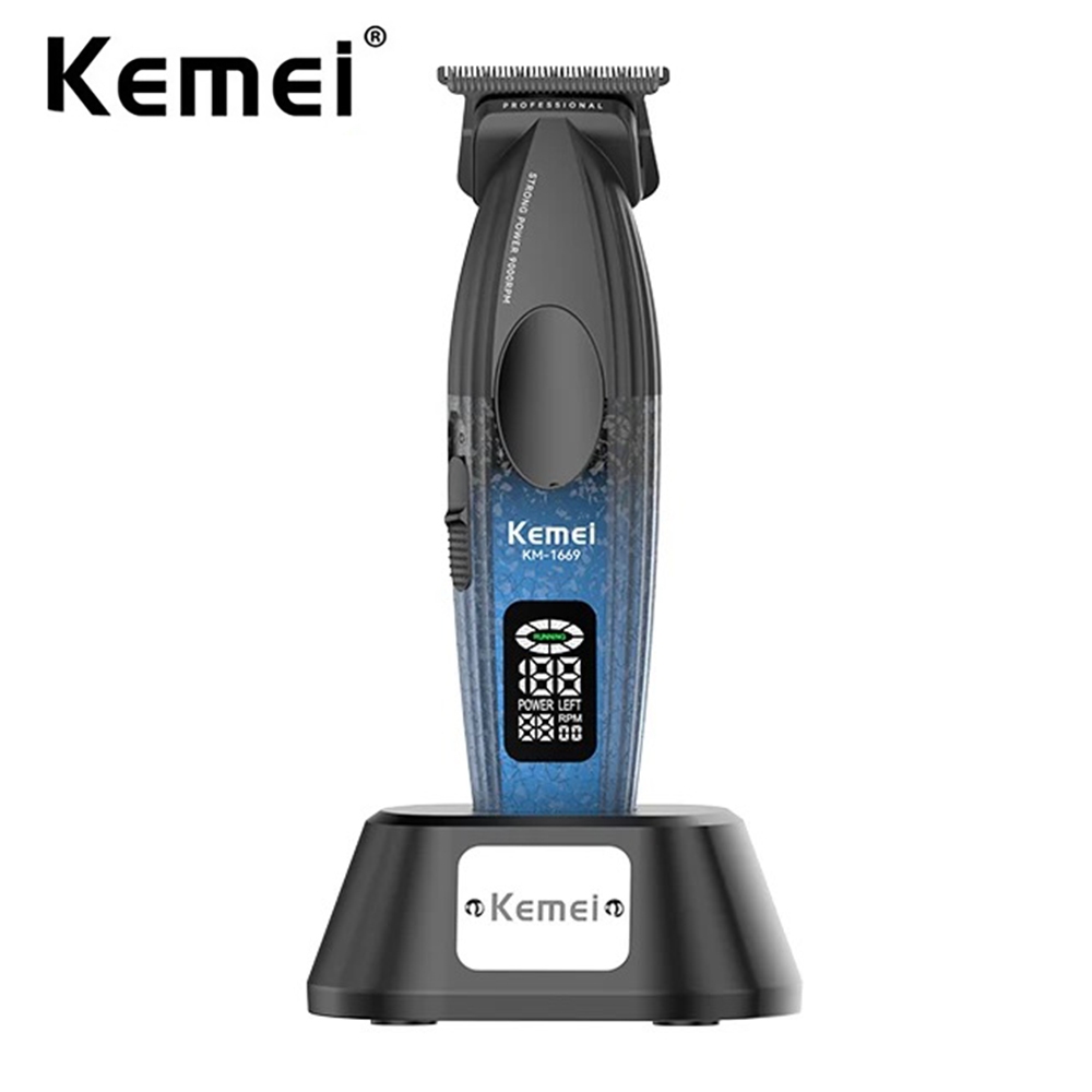 Kemei Professional Hair Trimmer 9000rpm Zero Gapped Beard Trimmer Men Cordless Rechargeable Hair ...