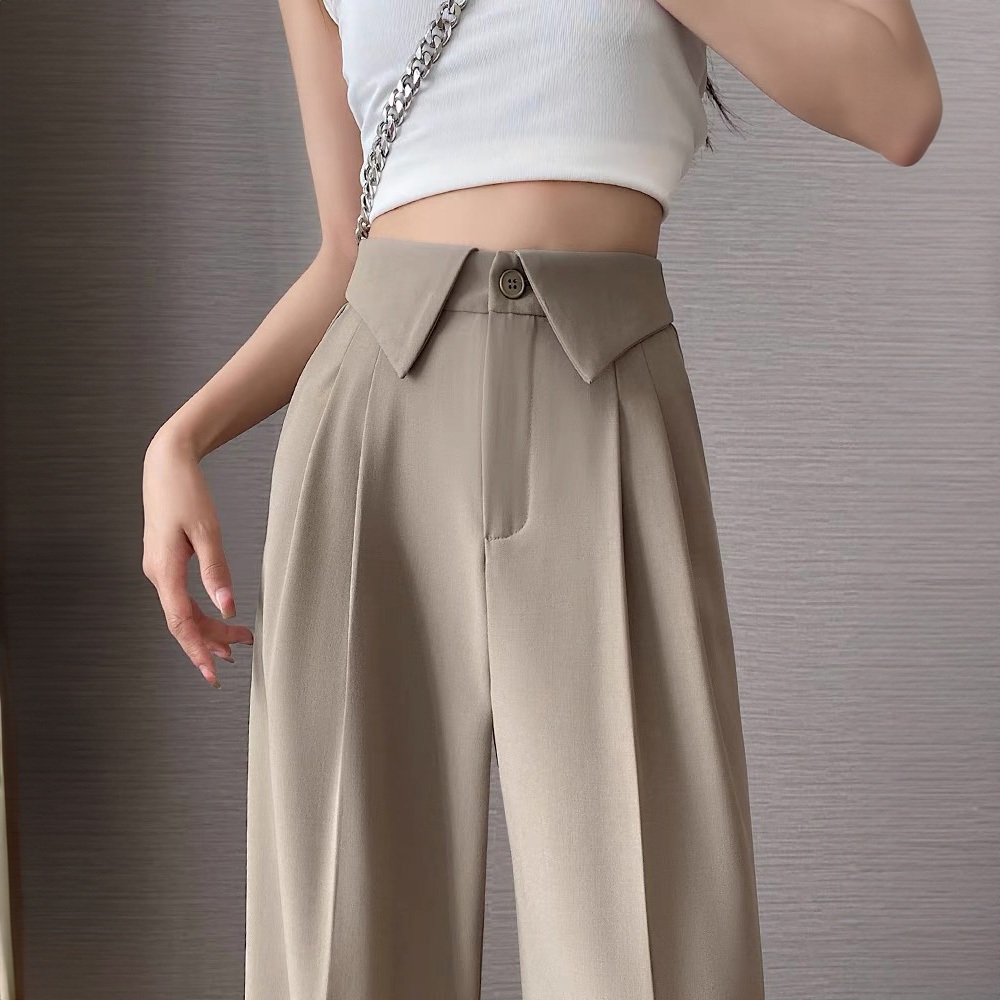 Plus Size (S-6XL) Korean Fold-over Flowy High Waist Pants for Women ...