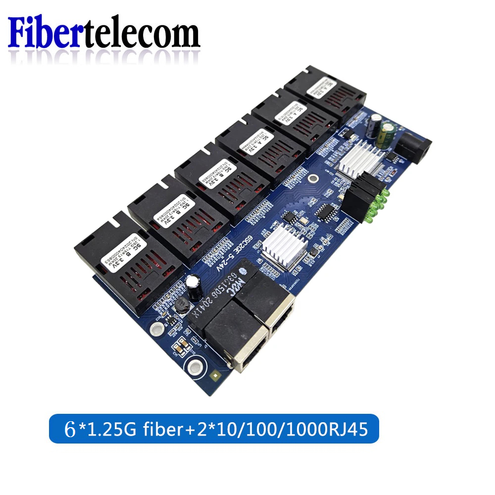 100/1000M Ethernet Optical Fiber Media Switch Converter Gigabit 6*Fiber ...