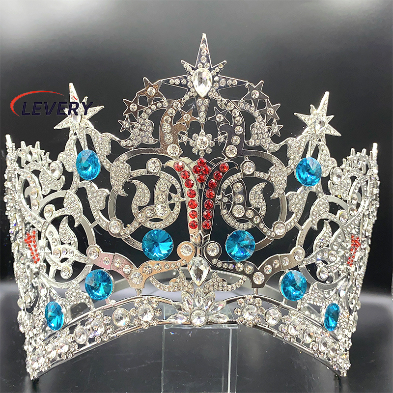 Levery Big Crown Round Wedding Pageant Rhinestone Crystal Tiaras Crown ...