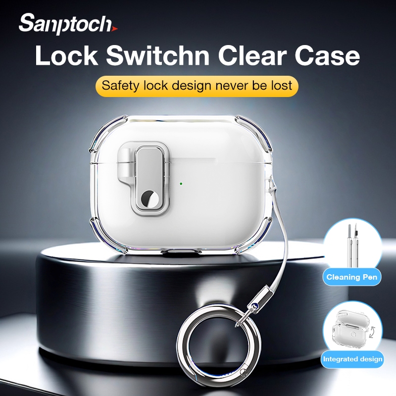 Sanptoch Lock Switch Clear Headset Case For Airpods 4 / Pro2 / Pro ...