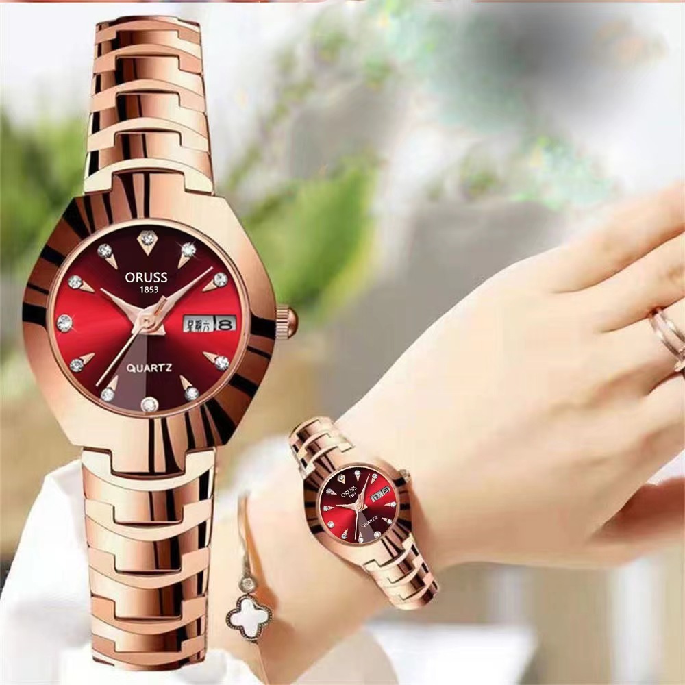 [Gift][With Box]ORUSS Original Women Stainless Steel Dual Calendar ...