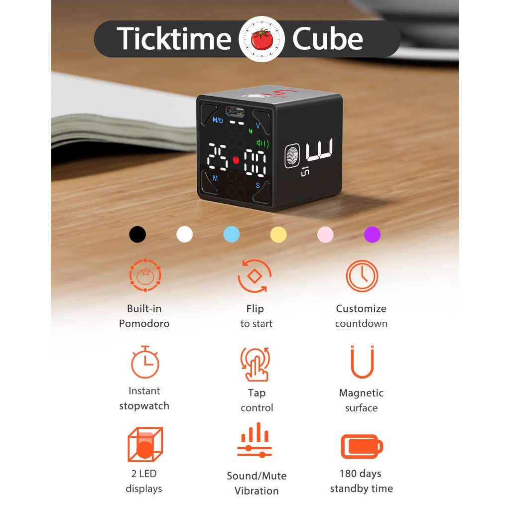 LLANO Ticktime Cube Pomodoro Timer Smart Timer For Makeup/ Applying ...