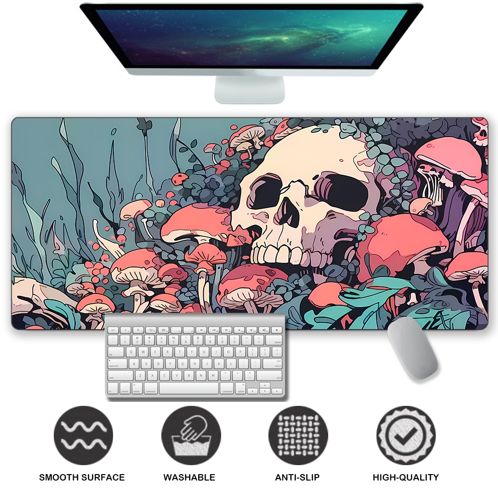 Pastel Goth Desk Mat Skull Mushroom Mousepad Extended Mousepad Large ...