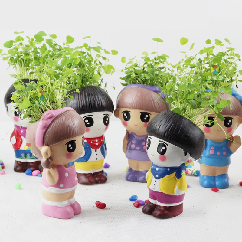 Grass Head Room Decor Children Growing Grass Doll Toy Indoor Office ...