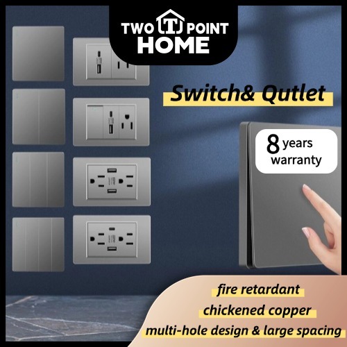 Grey PC Switch Outlet Wide Series Universal Socket Home Light Switch ...