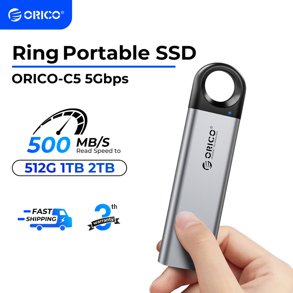 ORICO C5 1TB Ring External Portable SSD Up to 500MB/s With USB-A/C Cable for iPhone 17 Pro(ORICO ...