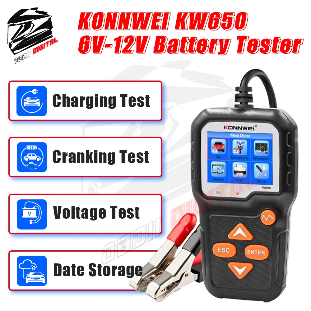 KONNWEI KW650 Car & Motorcycle Battery Tester 6V / 12V Battery System ...