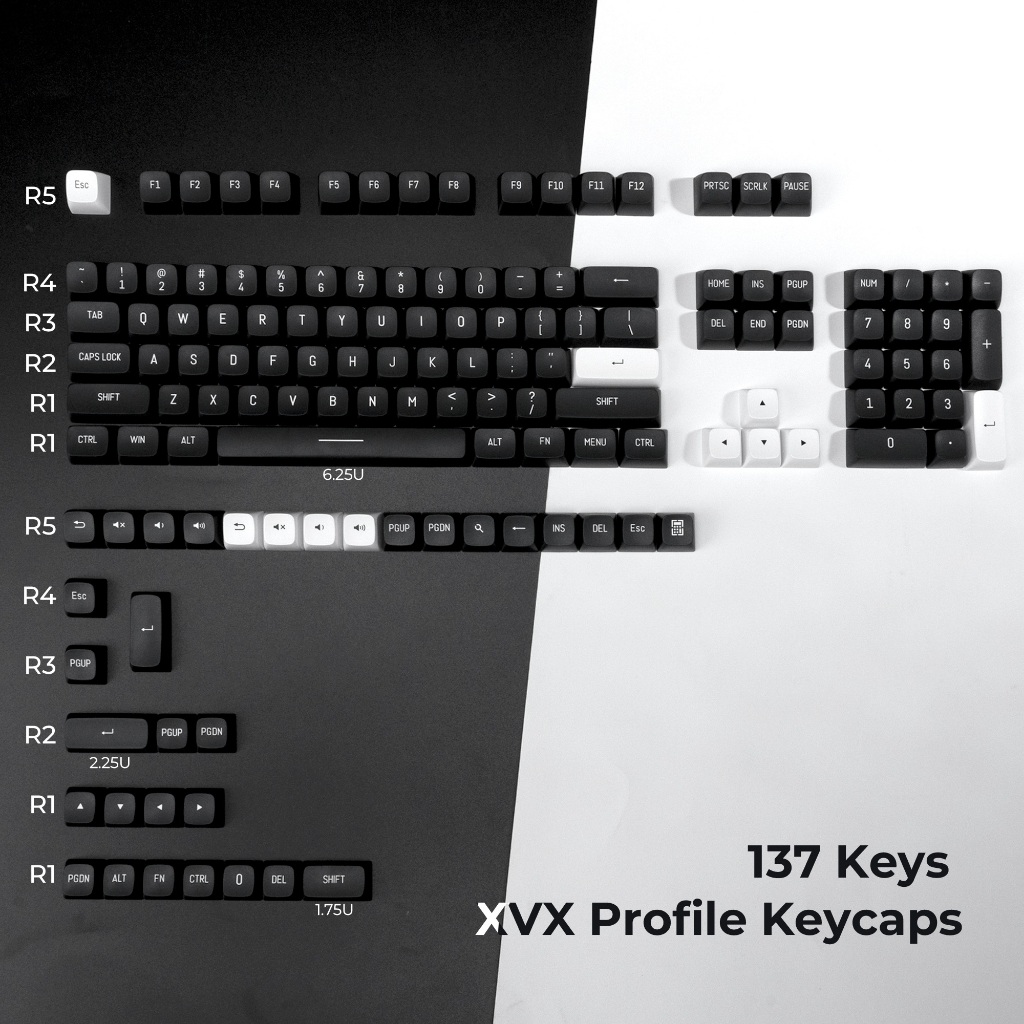 XVX Minimalist White keycaps XVX profile Double Shot PBT Keycaps 137 Keys | Shopee Philippines