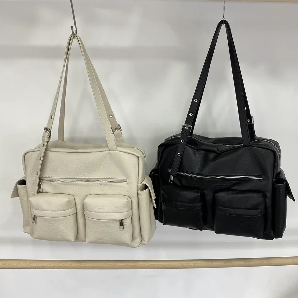 Samo Ondoh Pocket Tote Bag Korean Casual Soft Temperament Single ...