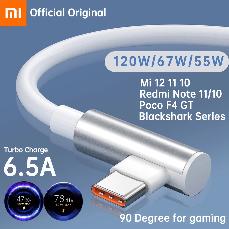 Elbow Xiaomi 120w Turbo Cable Type C 6A mi turbo Charge Right Usbc ...