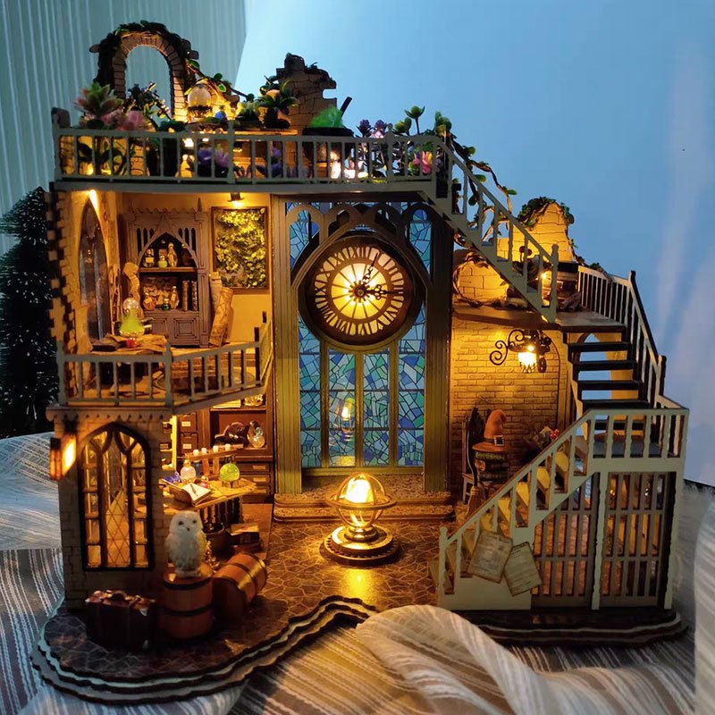 CUTEBEE Magic DollHouse 3D Miniature House Retro Magic DIY house With ...